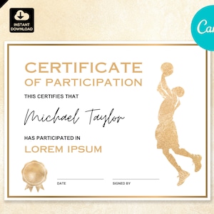 Editable Basketball Certificate Template, Sports Award Certificates 001 ...
