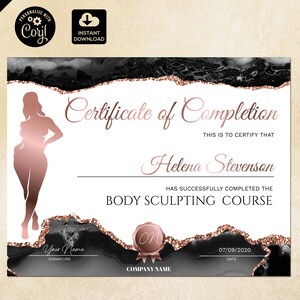 Body Sculpting Certificate of Completion, Fitness Certificate, Yoga ...