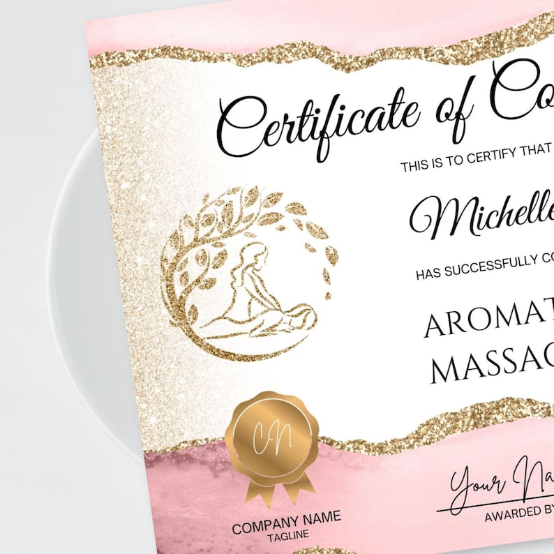 Editable Massage Therapist Certificate Template | Printable Spa Therapy ...