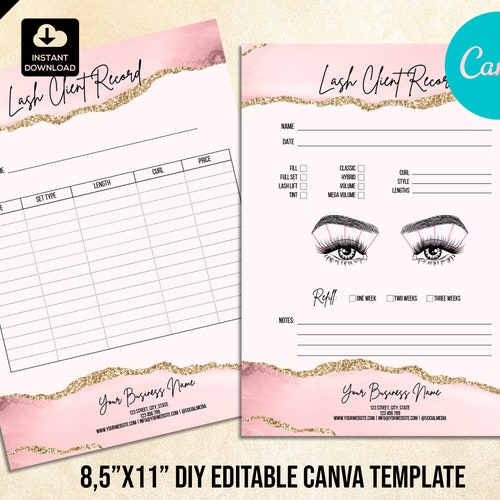 Lash Extension Client Record Card Eyelash Extension Client - Etsy