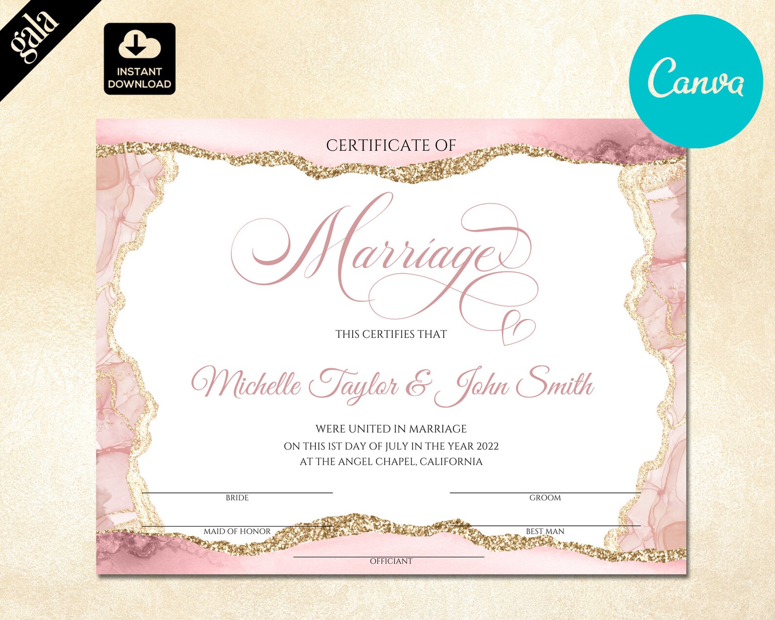 Certificate of Marriage Marriage Certificate Wedding - Etsy