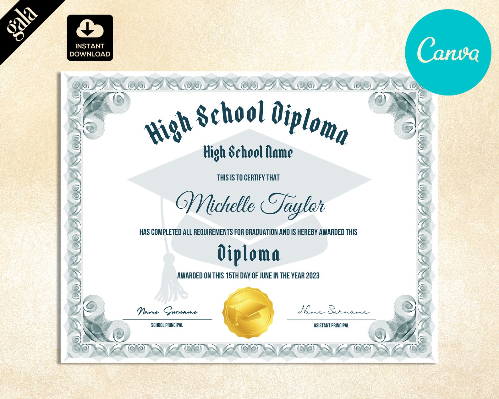 Editable Homeschool Diploma High School Diploma Template - Etsy