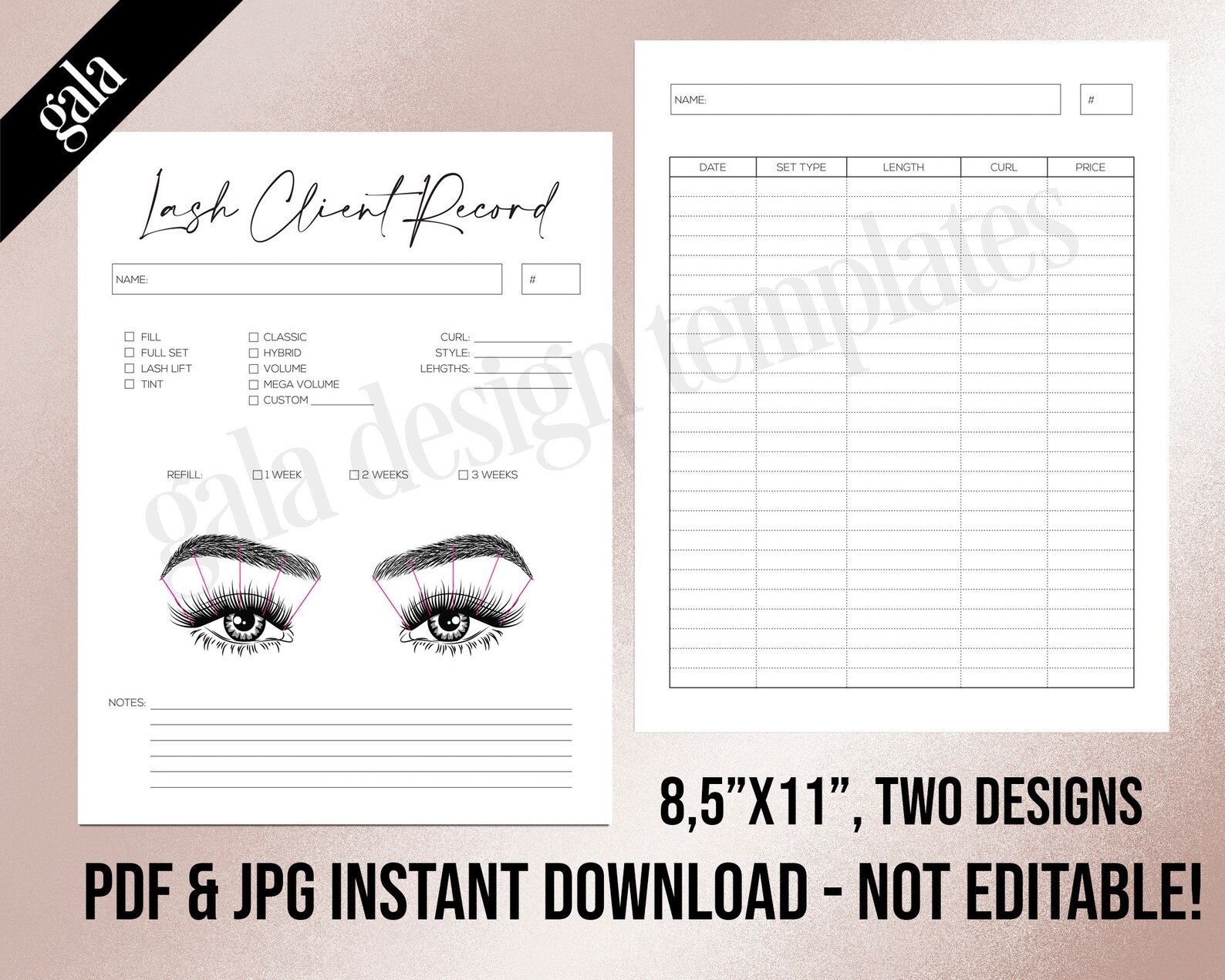 Lash Extensions Client Record Consultation Printable PDF and | Etsy