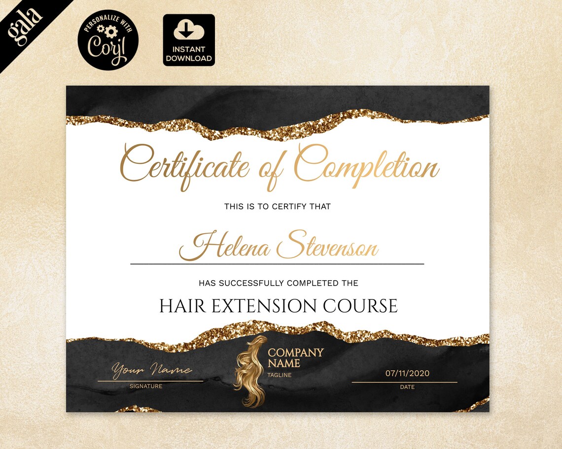 Certificate of Completion Hair Extension Certificate - Etsy