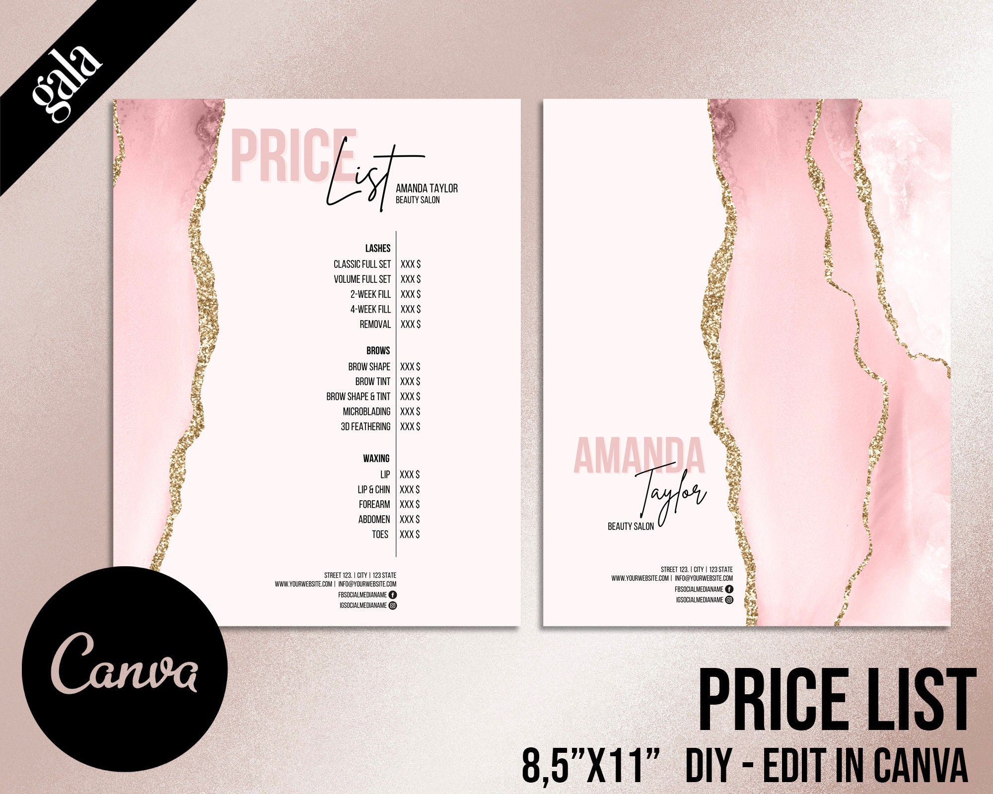 Price List Template Editable Makeup Price List Hair Price - Etsy