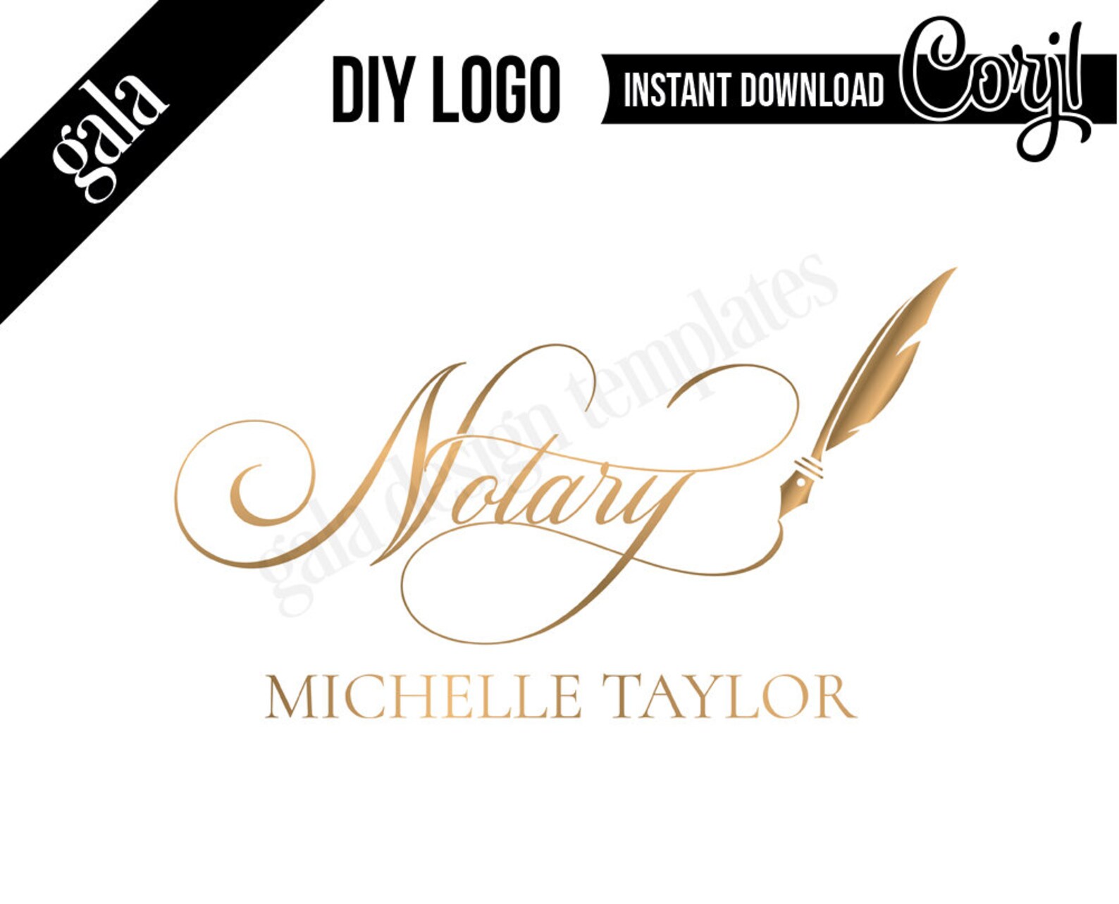 Notary Logo Design Signing Agent Logo Feather Pen Logo C082 - Etsy