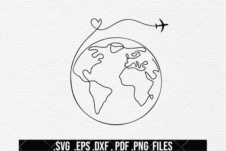 Line Art World Map SVG 048 - Etsy