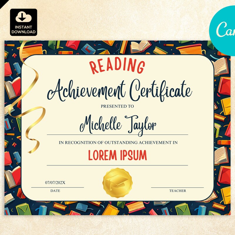 Editable Reading Certificate Printable - Etsy