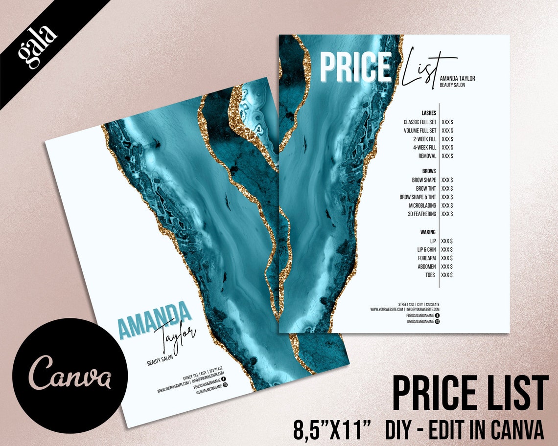 Price List Template Editable Makeup Price List Hair Price - Etsy