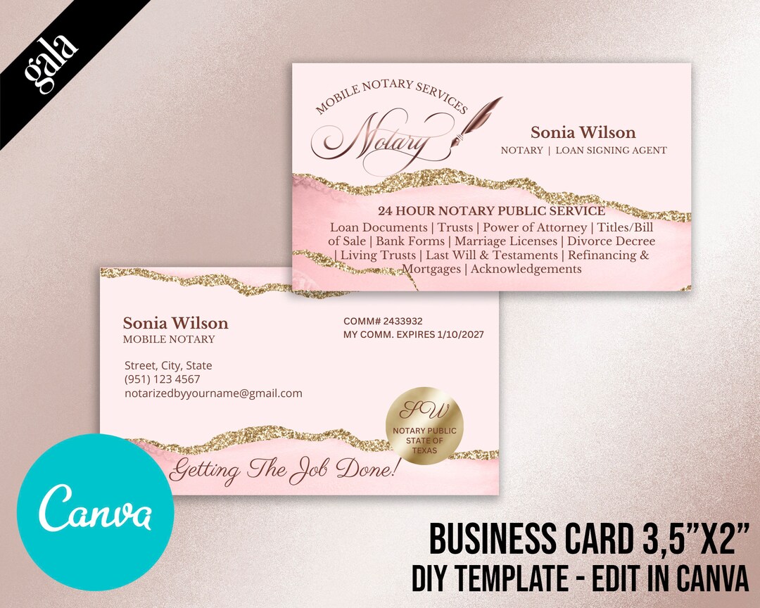 DIY Notary Business Card, Mobile Notary Services, Notary Signing Agent ...