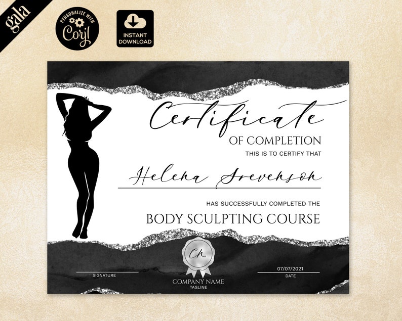 Body Sculpting Certificate of Completion Fitness Certificate | Etsy