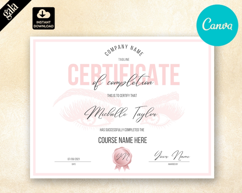 Lash Certificate of Completion Training Certificate Template - Etsy