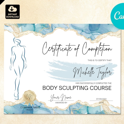 Body Sculpting Certificate of Completion Fitness Certificate - Etsy