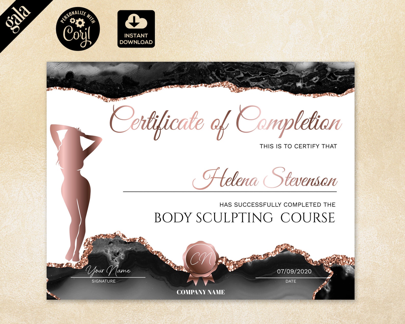 Body Sculpting Certificate of Completion Fitness Certificate | Etsy