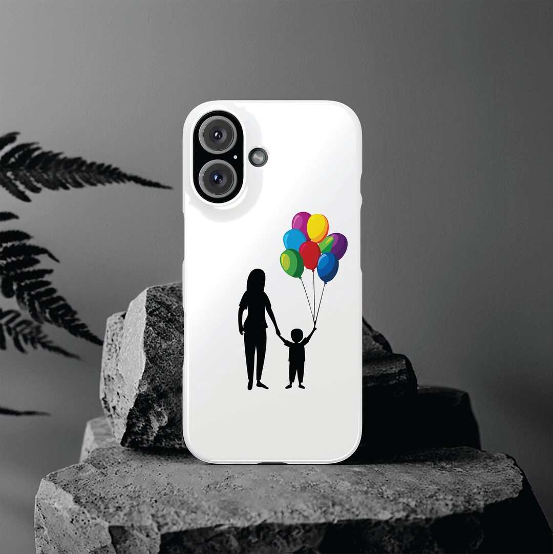 Slim Mother Child Balloons Gift for Her Cute Phone Cases for iPhone 16 ...