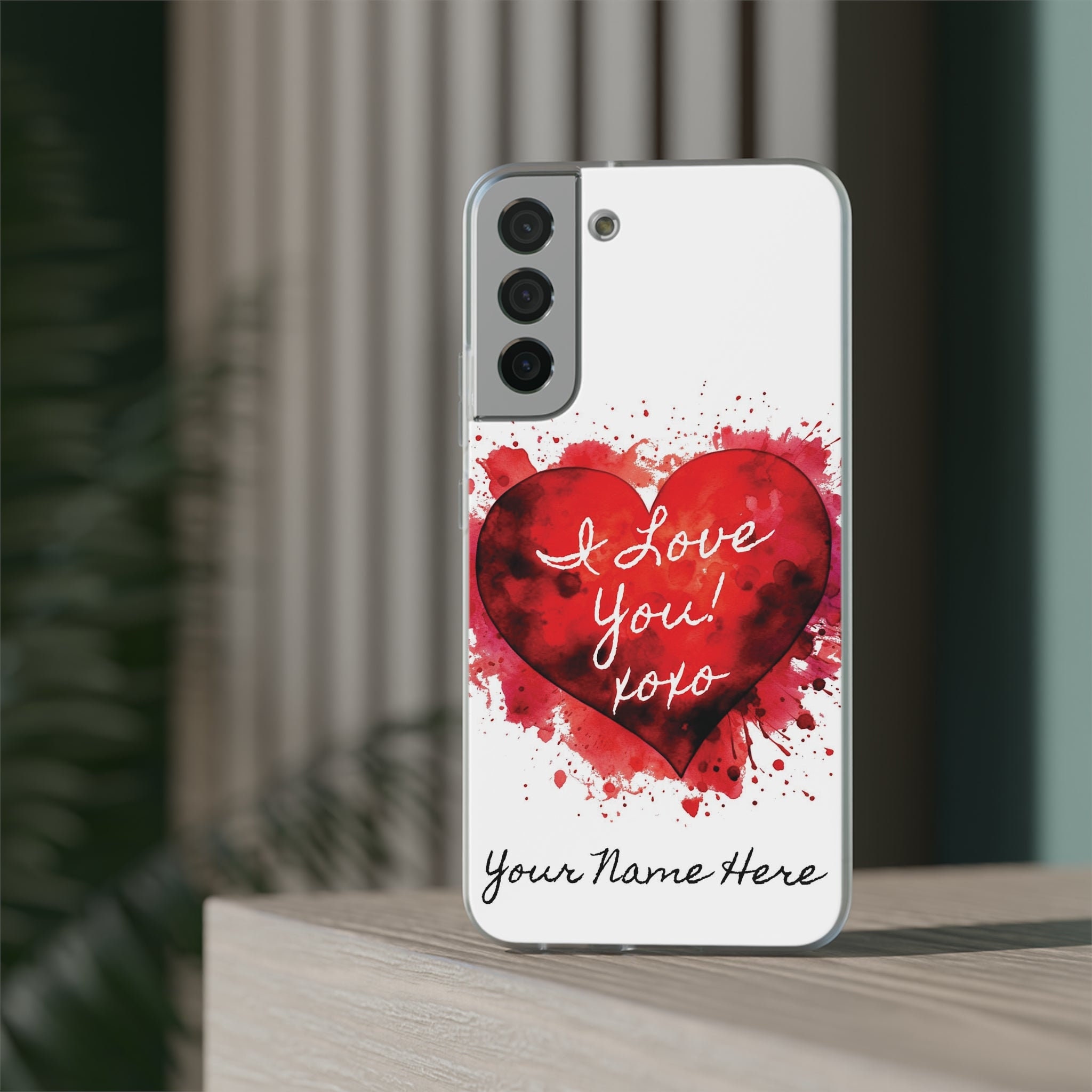 Personalized Cute Flexi Samsung Phone Cases, Valentine Heart Love You Galaxy S23 Phone Case ...