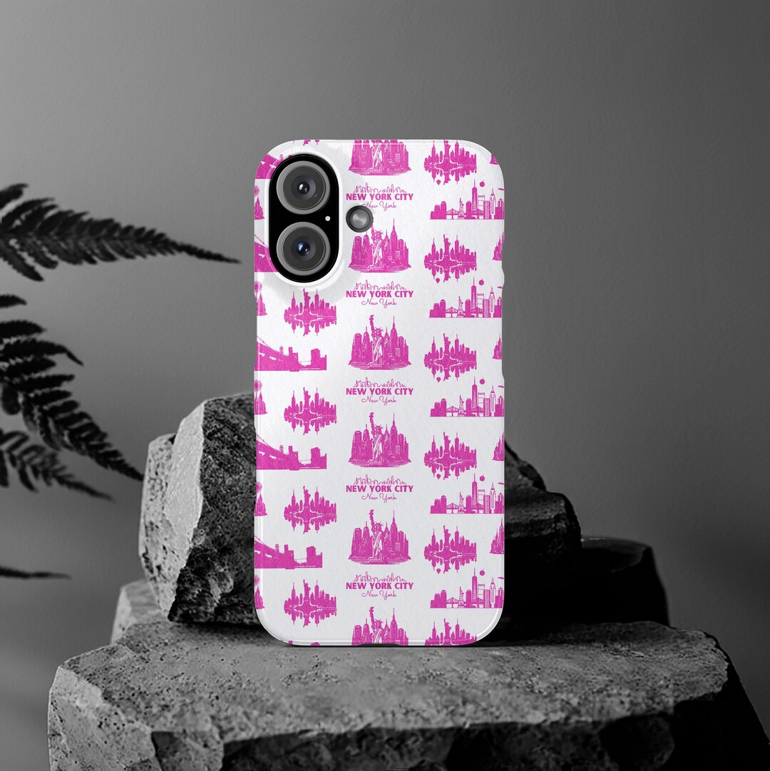 Slim New York Skyline Pink Collage Coquette Gift for Her Cute Phone ...