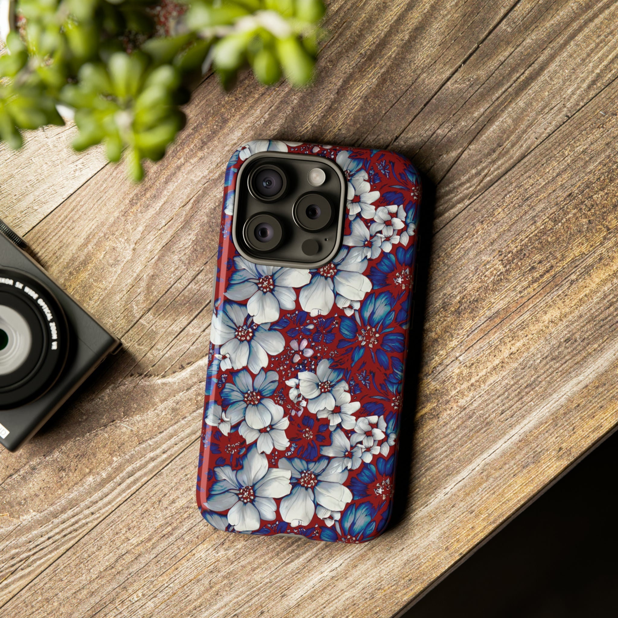 Cute iPhone Case Red Blue Flowers, iPhone 15 Case iPhone 15 Pro Case ...