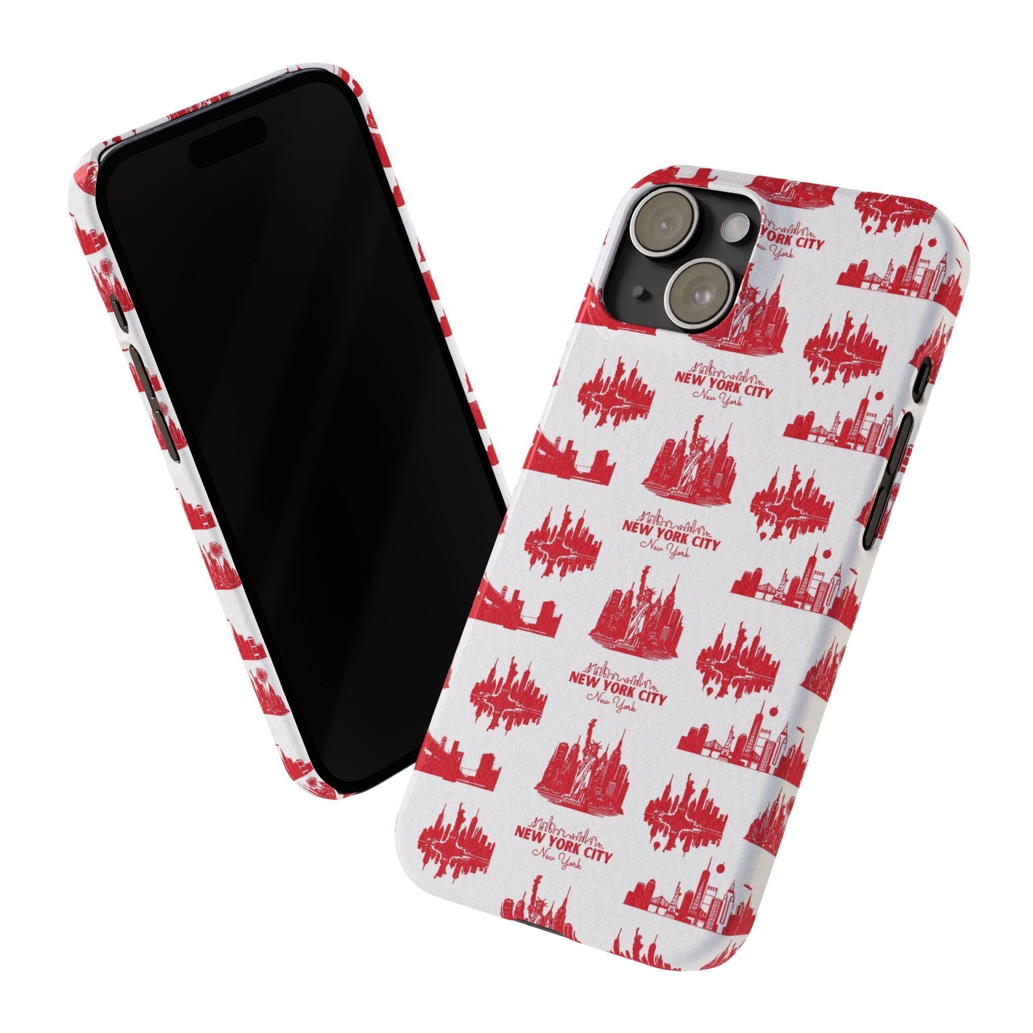 Slim New York Skyline Red Collage Coquette Gift for Her Cute Phone ...