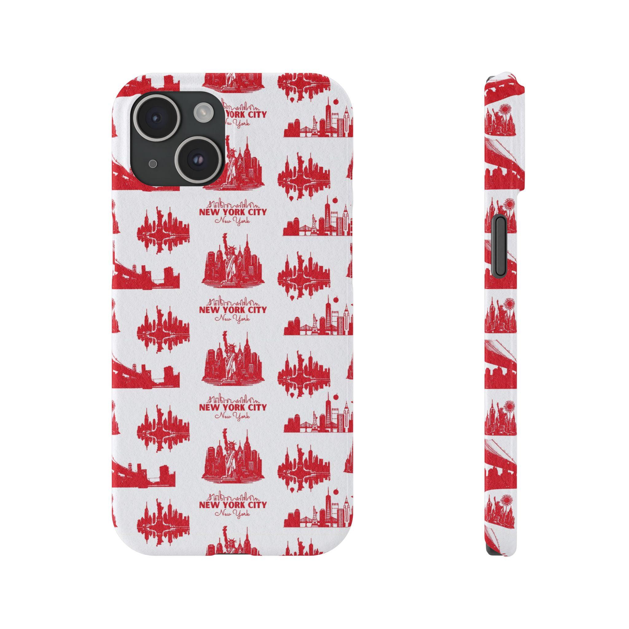 Slim New York Skyline Red Collage Coquette Gift for Her Cute Phone ...