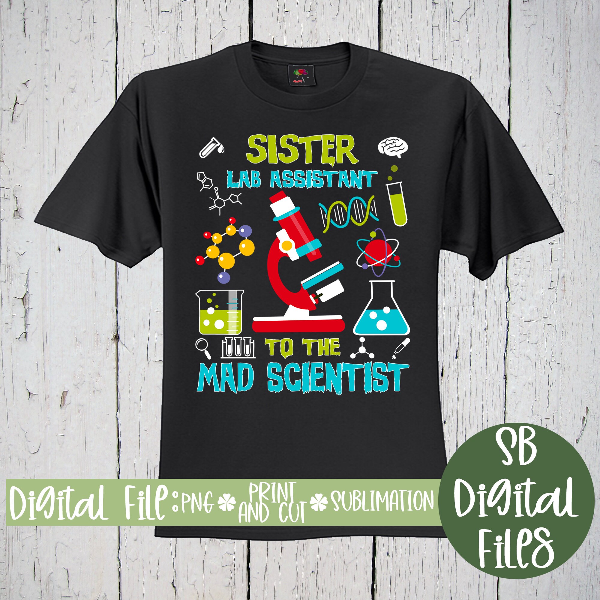 Sister Lab Assistant Mad Scientist PNG Family Birthday | Etsy