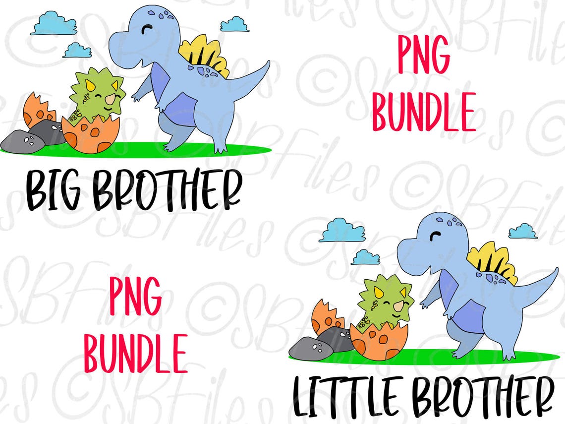 Big Brother Little Brother Dinosaur PNG, Bundle Png, Baby Reveal, Print ...