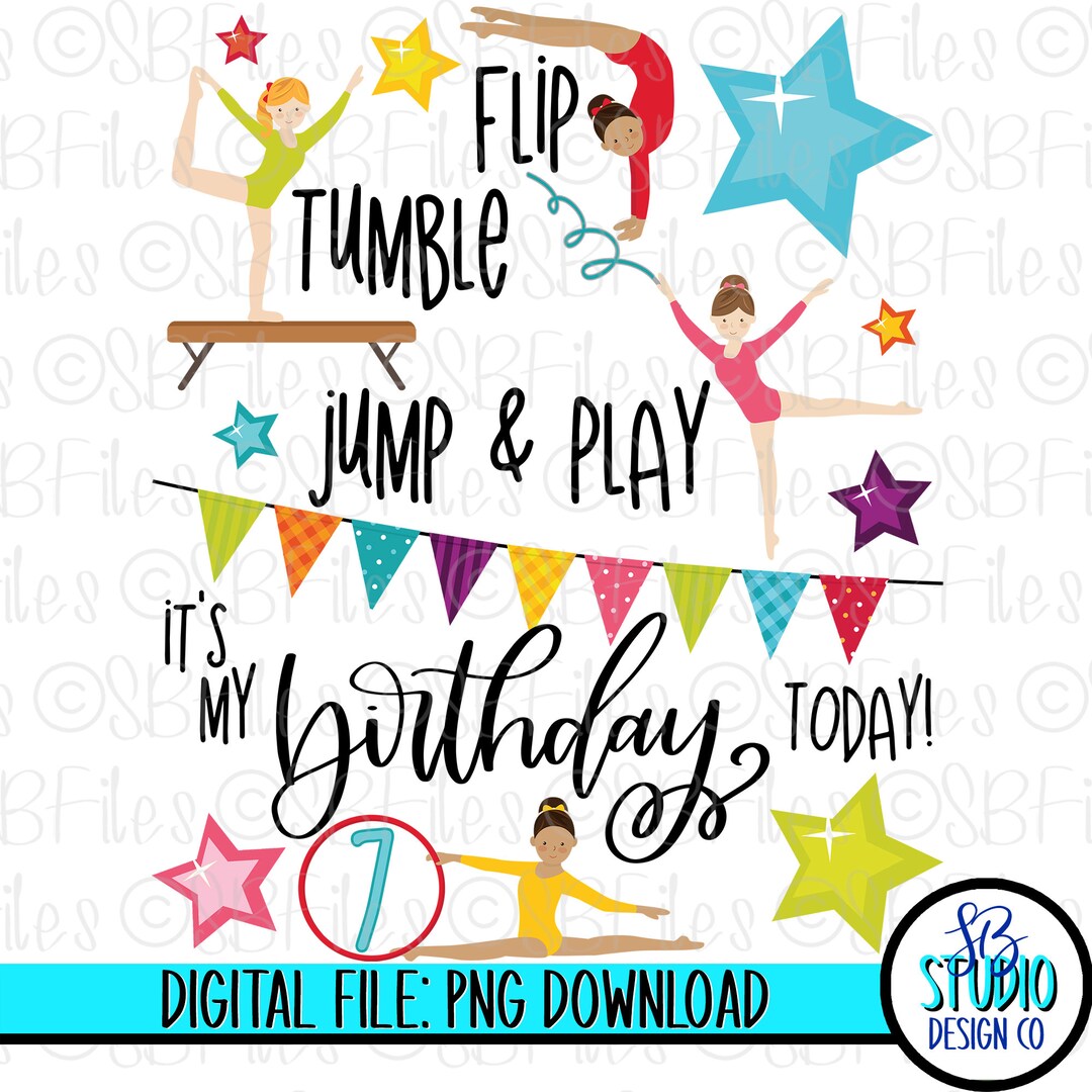 Flip Tumble Jump & Play Birthday Png, 7 Seven Year Old, Seventh ...