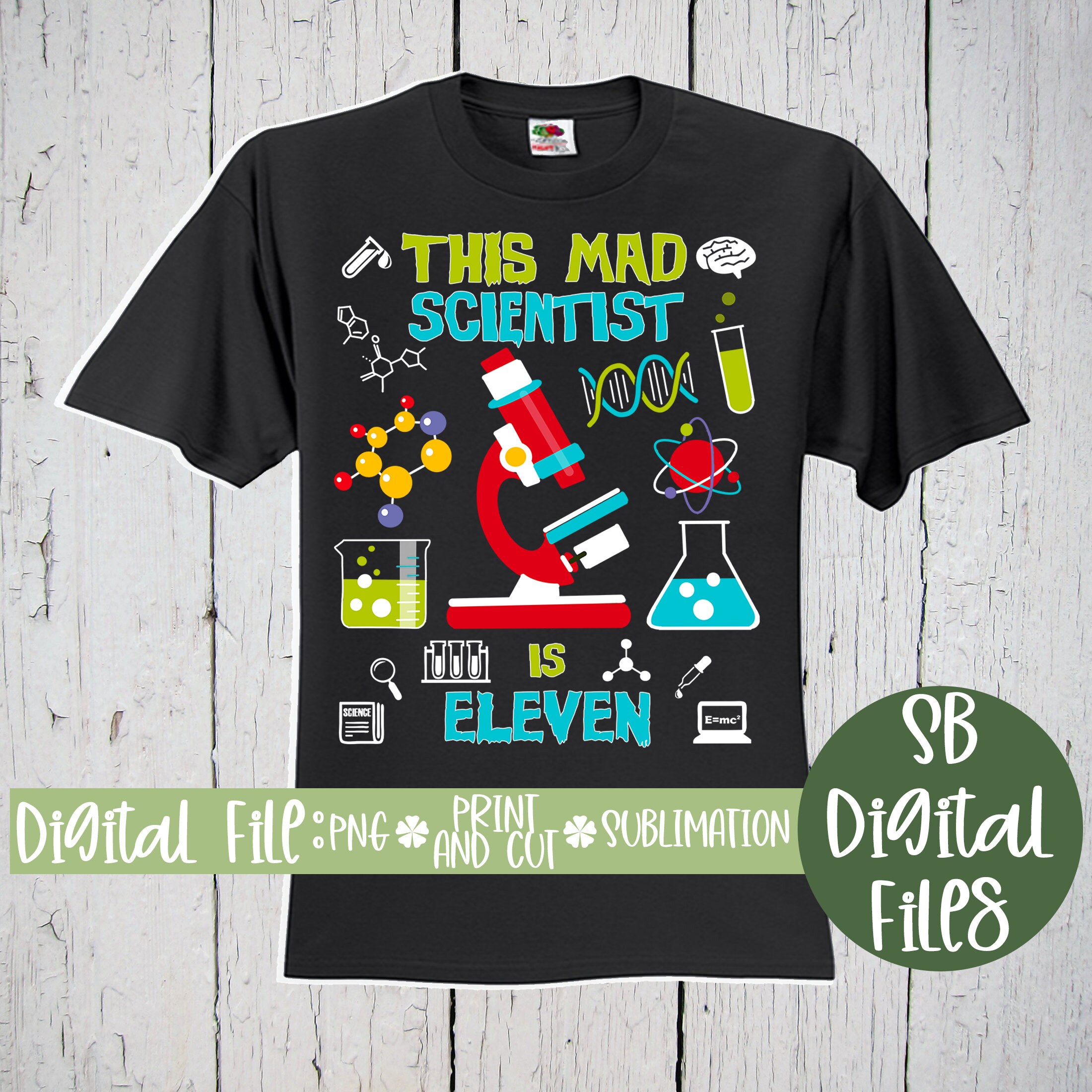 Mad Scientist Is Eleven PNG 11th Birthday Birthday Shirt | Etsy