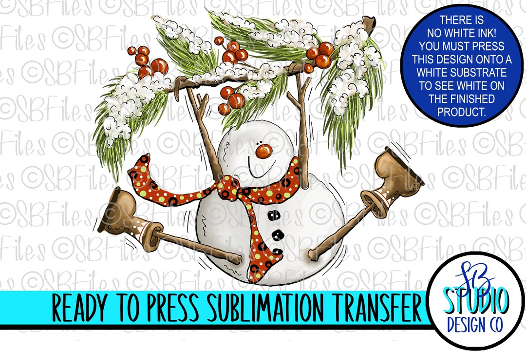 Swinging Snowman Ornament Heat Transfer, Ready to Press Sublimation ...