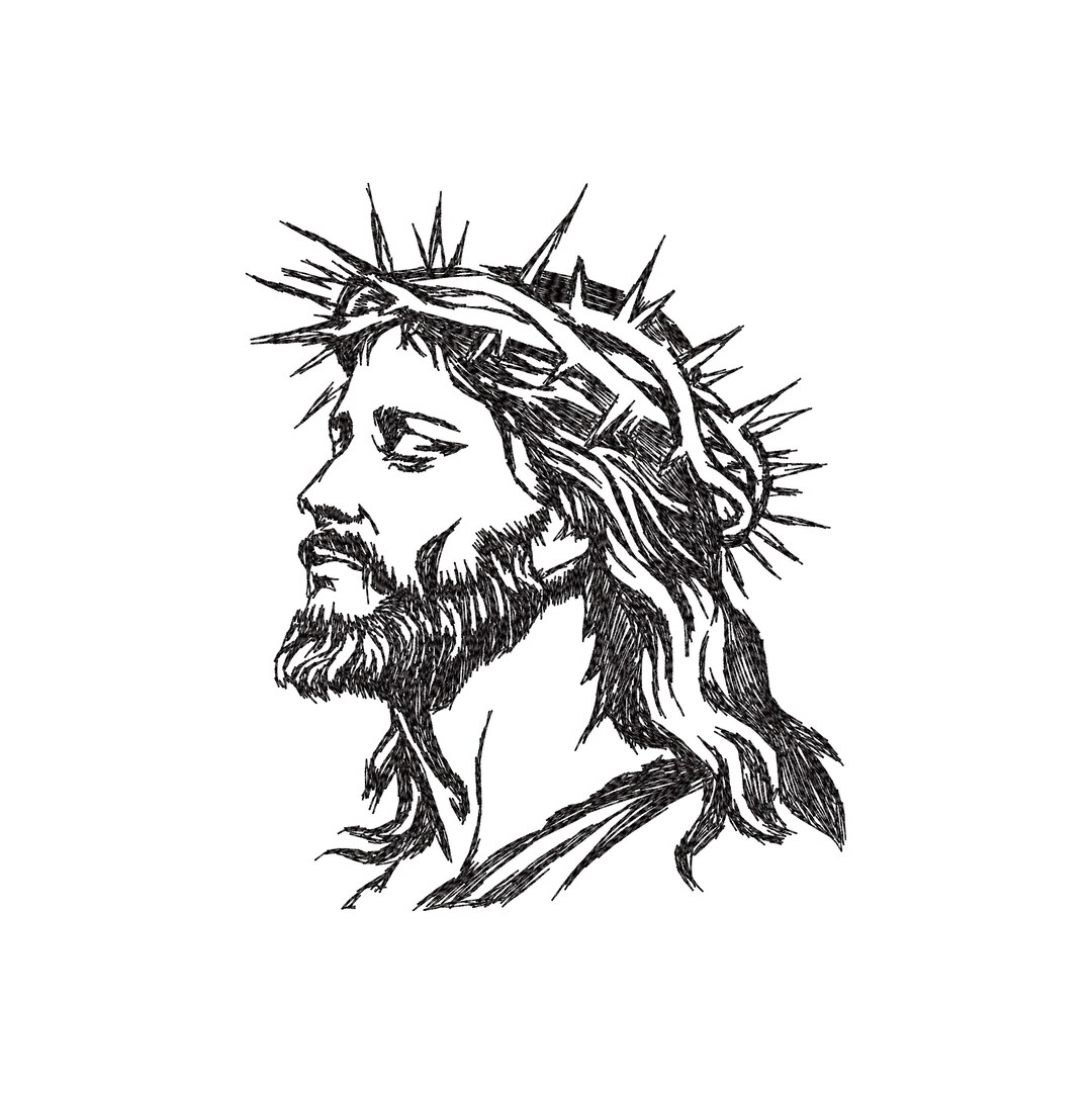 Embroidery File Face of Jesus God Image Drawing Line Art Christian ...