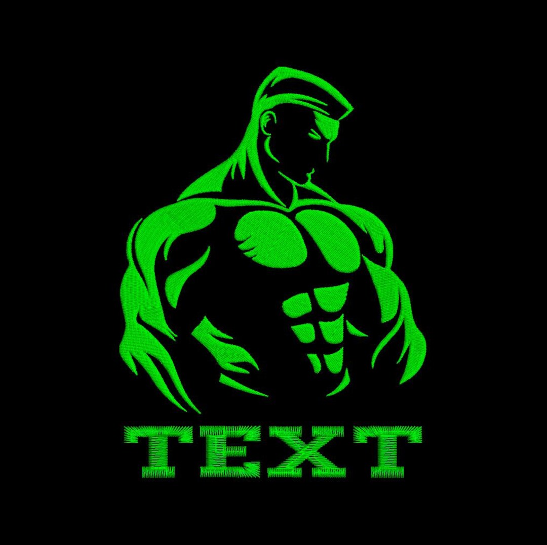 Embroidery File Bodybuilder Athlete Machine Design Bodybuilding Gym Patch Emblem Logo, Jacket ...