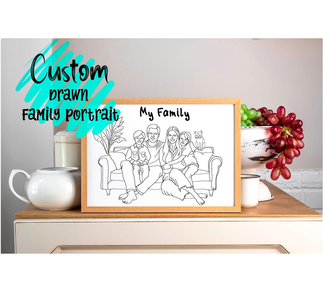 CUSTOM PORTRAIT From PHOTO Family, Line Drawing, Ugly Portrait, Line ...