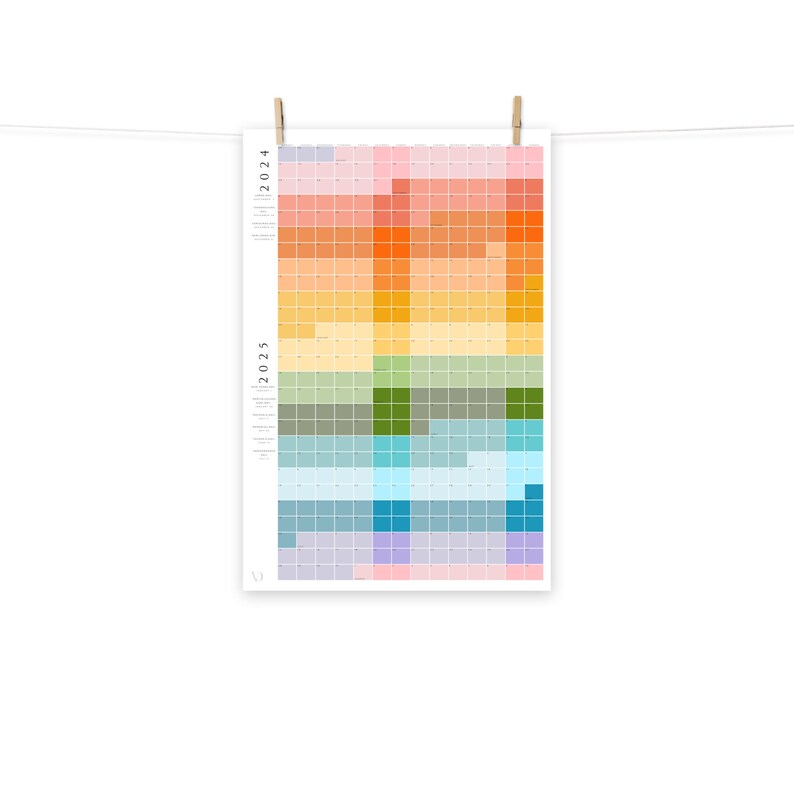 Full Year Wall Calendar- 2024-2025 - Poster Print - Rainbow - 20x30 - Etsy