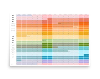 Full Year Wall Calendar- 2024-2025 - Digital Download - Rainbow - 36x24 ...