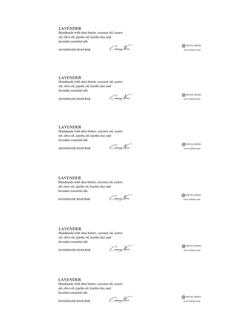 Minimal Soap Label Template CLASSIC Customizable Printable Design for ...