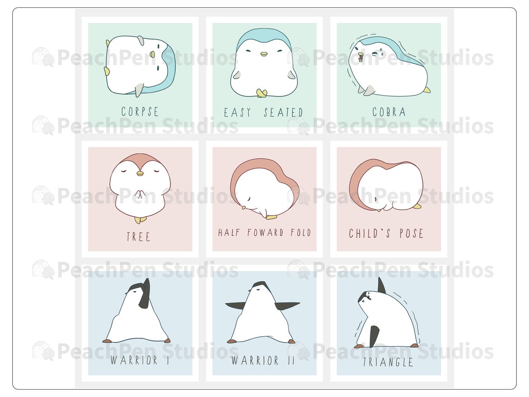 Bloopie Yoga Session set of 9 Mini Blank Cards Note - Etsy