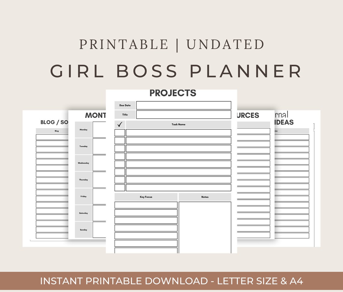Girl Boss Planner | Small Business Planner Printable | Female ...