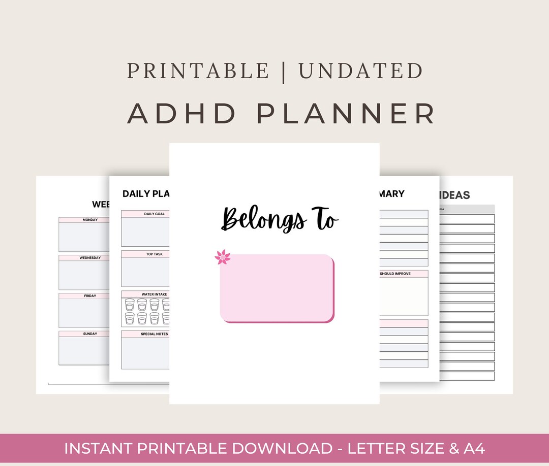 ADHD Planner for Adults | Printable Productivity Journal & Daily Focus ...