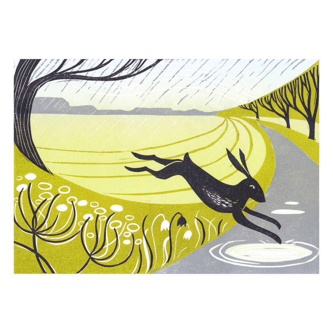 April Showers - Original Lino Print | Limited Edition | Landscape ...
