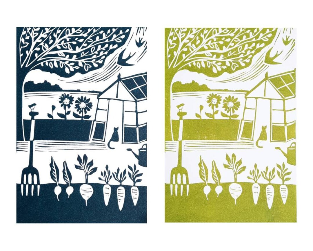 Summer Garden - Original Lino Print | Unframed | Vegetables ...