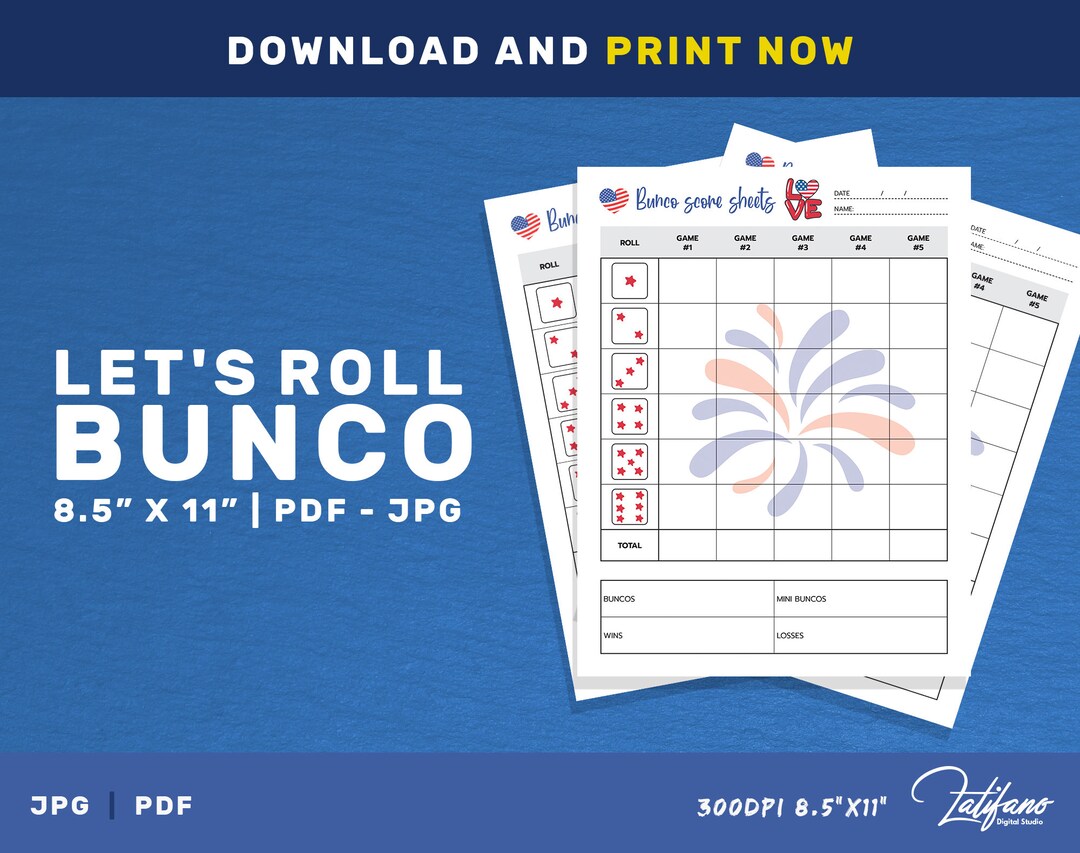 4th of July Bunco Score Sheets - Printable Bunco Score Sheets With 5 ...