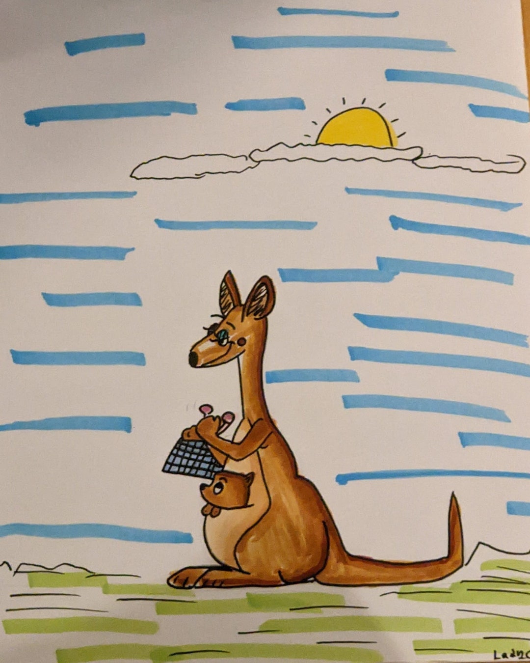 Mother Kangaroo and Baby Kangaroo Original Pen and Ink 9x12 - Etsy