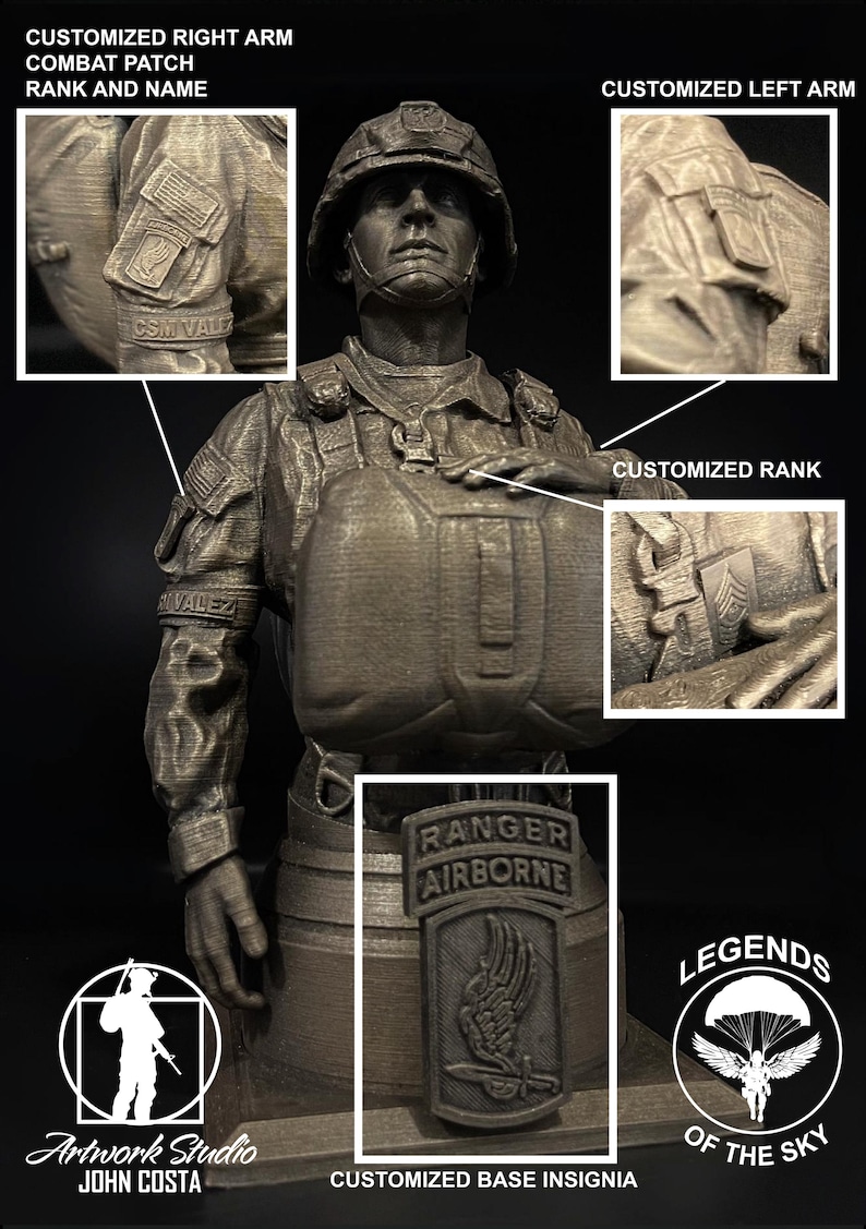 Custom US Army Jumpmaster Bust: Military Art, Airborne Gift - Etsy