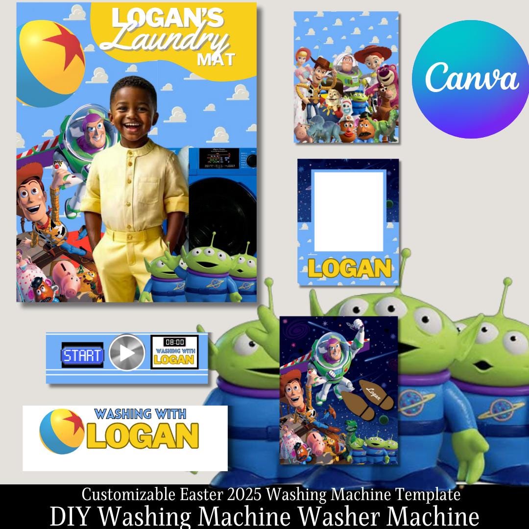 Easter 2025 Washing Machine Template |toy Washer Machine Canva Design ...