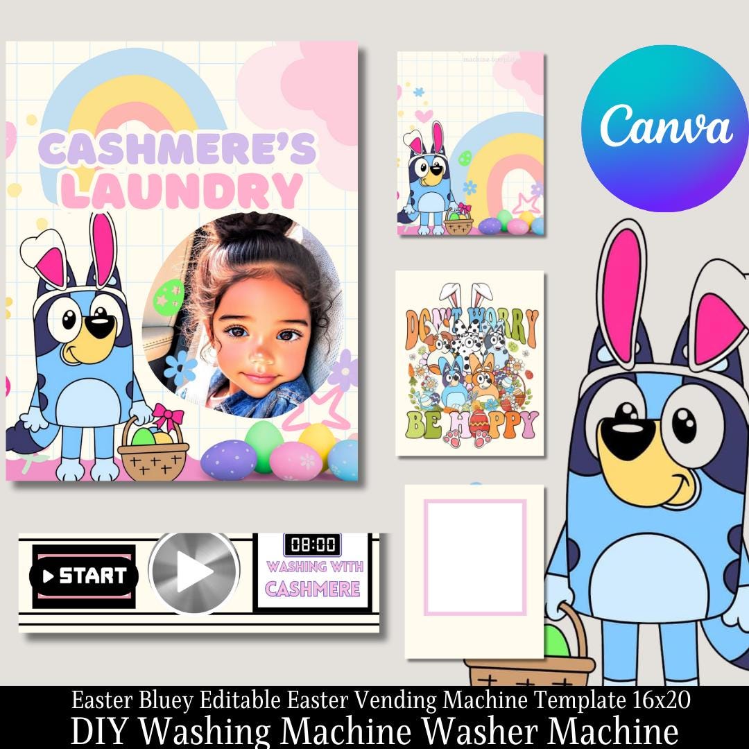 Easter Vending Machine Template 16x20 | DIY Bluey Easter Washing ...