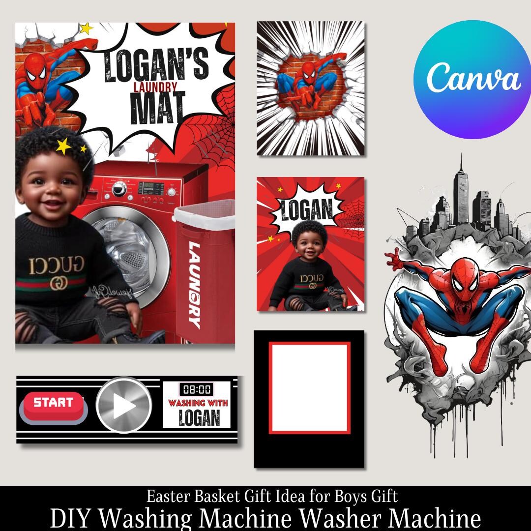 Editable Easter Laundry Machine Template| DIY Washing Machine Washer ...
