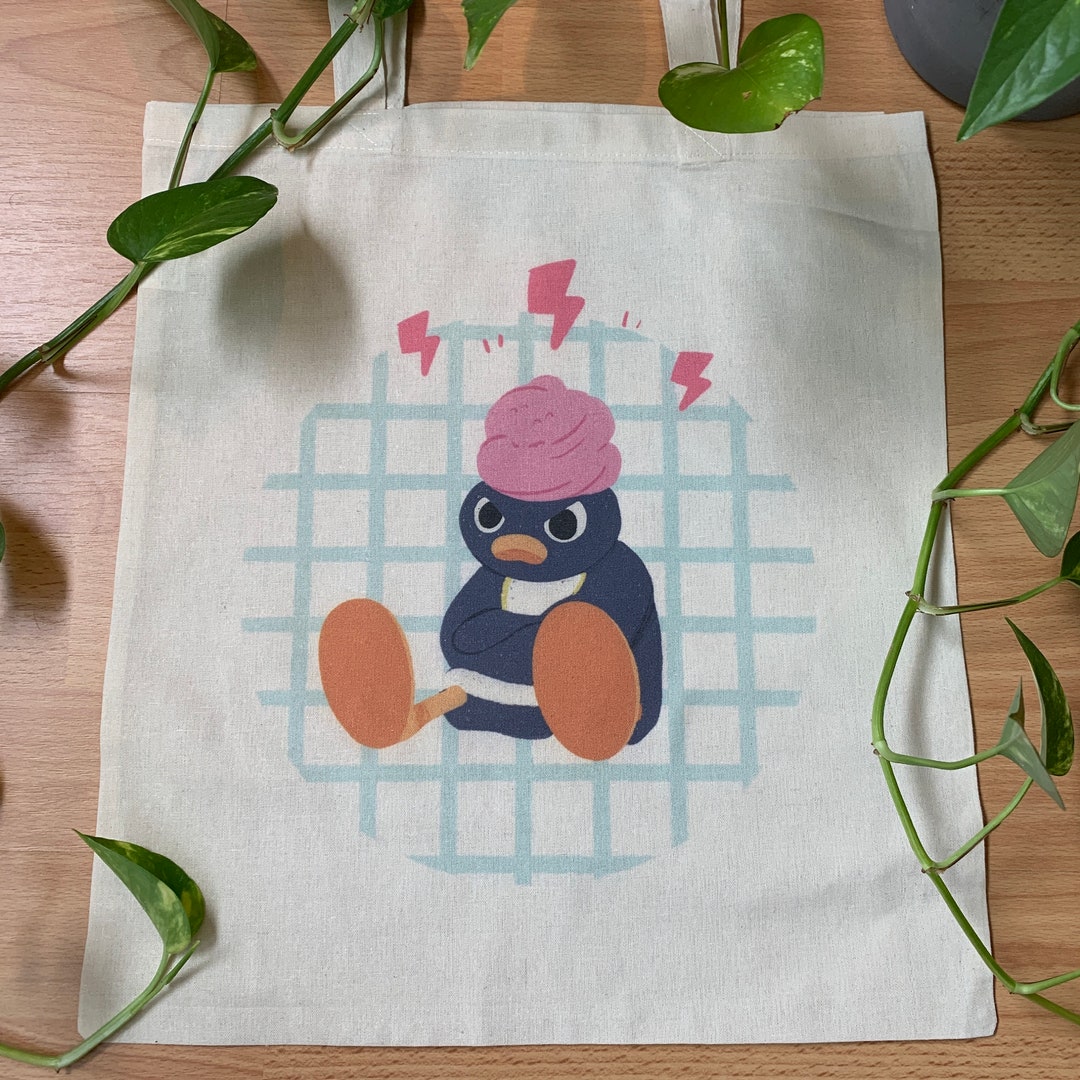 Tote Bag Angry Pingu Fanart | Fan Art 100% Cotton 40x40cm 16x16inch ...
