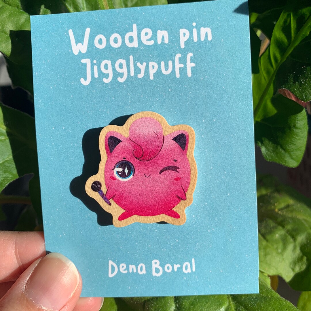 Jigglypuff-poke Wooden Pin Badge Original Gift Inspired Fanart | Eco ...