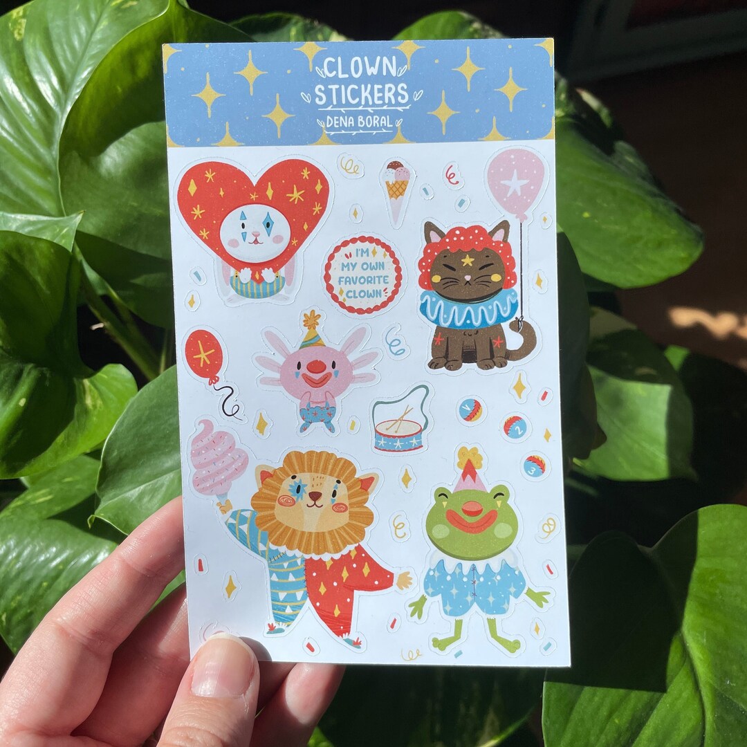 Sticker Sheet Clown | Pack Stickers Scrapbook - Etsy