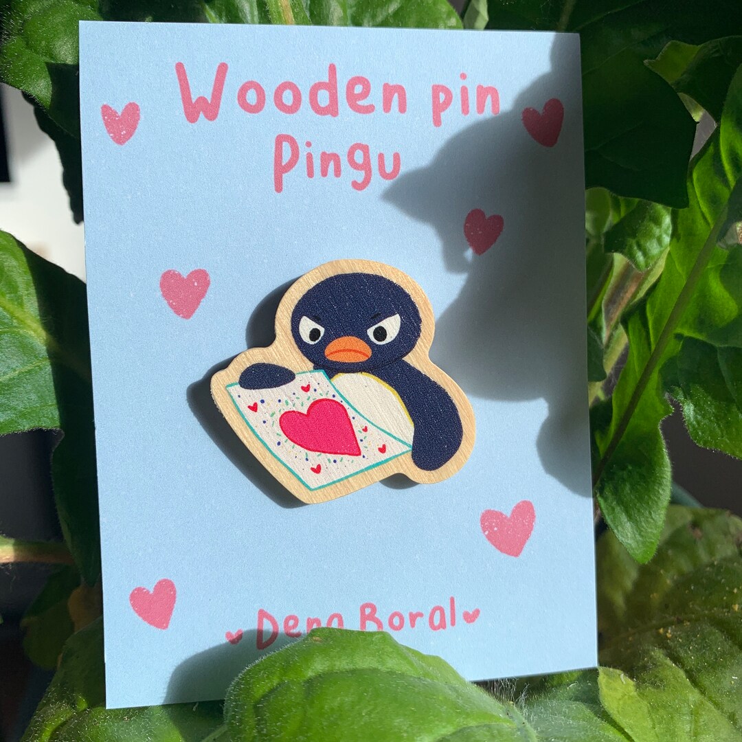 Angry Pingu Pingu en bois Saint Valentin insigne en bois - Etsy France